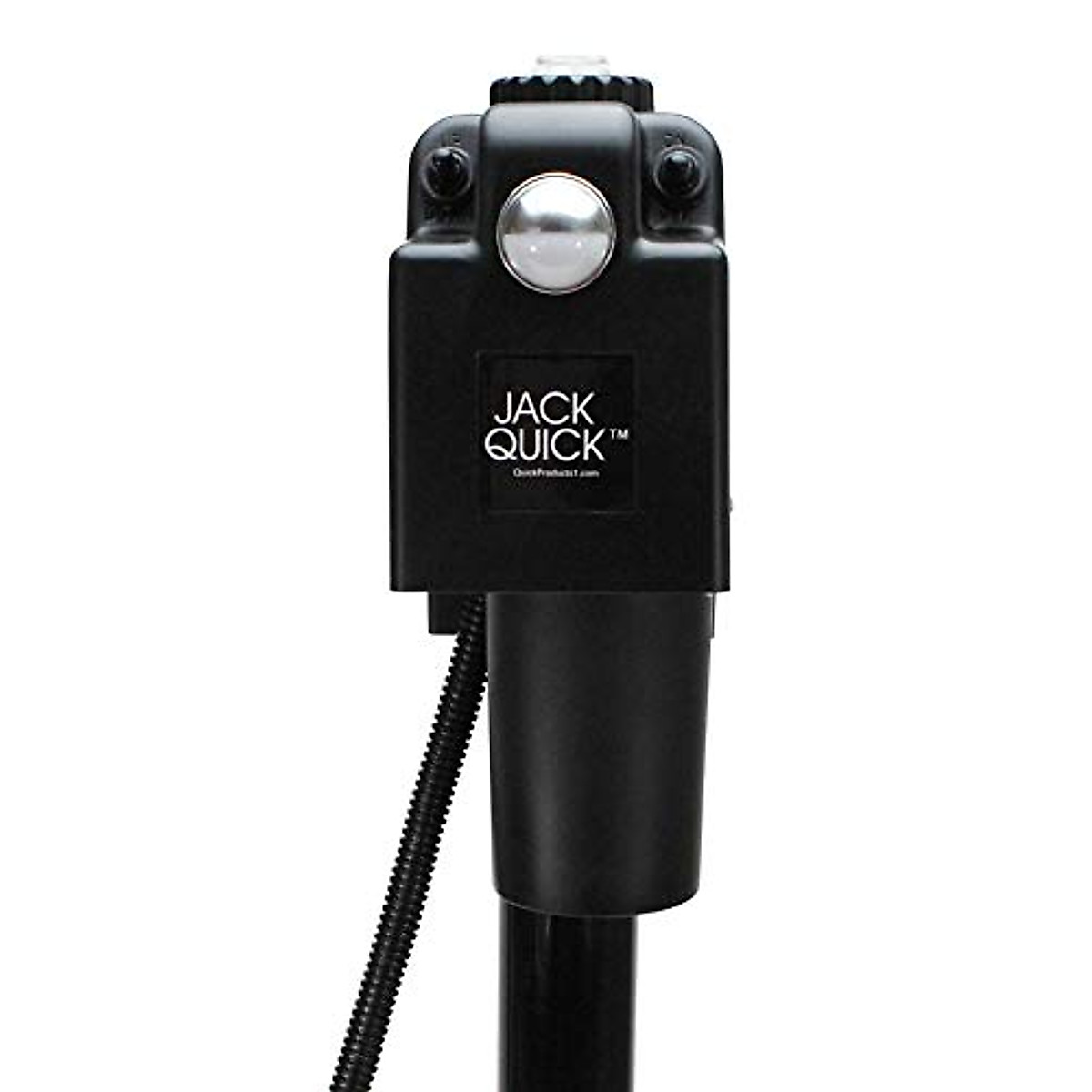Quick Products JQ-3500B Power A-Frame Electric Tongue Jack with LED Work Light and Permanent Ground Wiring for Camper Trailer, RV - 3,650 lbs. Capacity (Higher then Standard 3,500 lbs. Jack!), Black