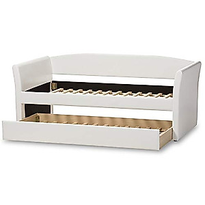 Baxton Studio Camino Modern and Contemporary White Faux Leather Upholstered Daybed with Guest Trundle Bed