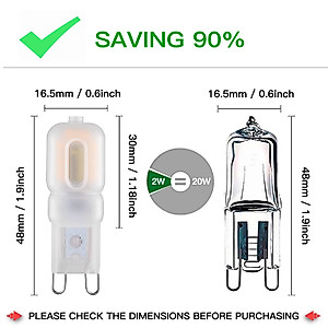 Sriomny G9 LED Bulb 2W Equivalent to 20 25 W Halogen lamp Equivalent, T4 G9 Warm White 3000K, AC 120V G9 Bi-pin Base, 360°Omni-Directional Lighting, Suitable for Household Lighting 10 Pack