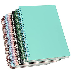Spiral Notebook, 6 Pcs A5 Thick Plastic Hardcover 8mm Ruled 6 Color 80 Sheets -160 Pages Journals for Study and Notes (6 colors, A5 5.7" x 8.3"-Ruled)