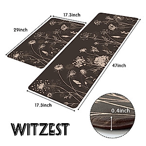 Witzest Blue Modern Kitchen Mat Cushioned Anti-Fatigue Kitchen Rug Set of 2, Non Slip Waterproof Kitchen Mat and Comfort Memory Foam Kitchen Matt Standing Stress Mat for Kitchen Floor, Sink, Corner