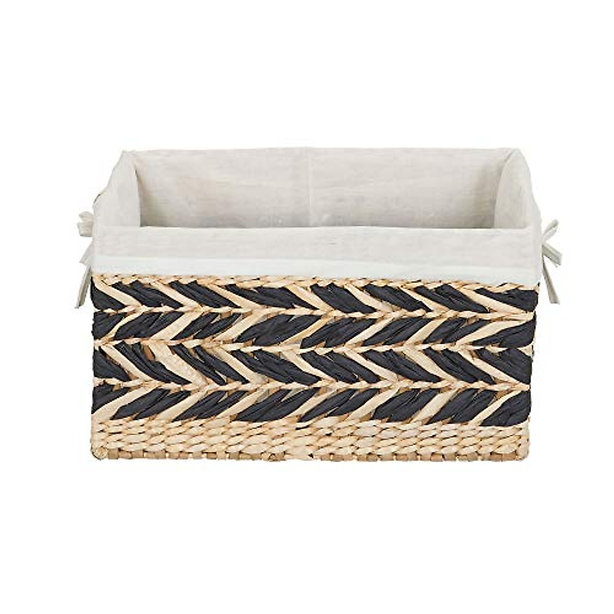 Household Essentials Brown Rectangle Woven Wicker Storage Basket with Liner | Black
