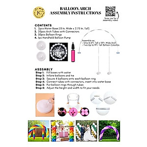 JCHB Balloon Large Arch Set: 10FT Wide & 8.5FT Tall or Two 9FT Tall Balloon Columns for Indoor Outdoor Party