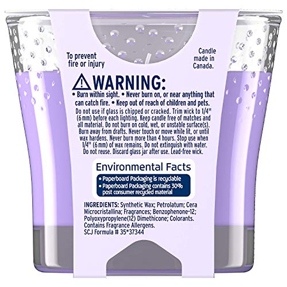 Glade Candle Jar, Air Freshener, Tranquil Lavender & Aloe, 3.4 Oz