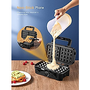 HOUSNAT 3 in 1 Sandwich Maker, Waffle Maker with Removable Plates, 1200W Panini Press with Interchangeable Non-Stick Plates, Indicator Lights, 5-gear Temperature Control, Silver/Black
