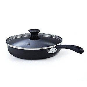 Cook N Home 10.5-Inch/3.5 Quart Nonstick Deep Saute Fry Pan/Jumbo Cooker with Lid, Black