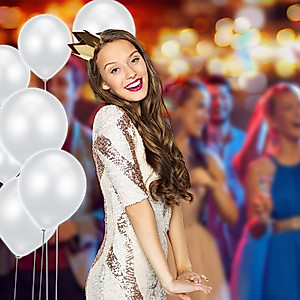 60 Pieces LED Light up Balloons White Glow in Dark Balloons Luminous Glow Latex Balloons for Birthday Wedding Halloween Decor, Fillable Light up Balloons with Helium or Air(White, Round)