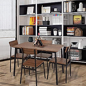 Dporticus 5-Piece Kitchen & Dining Room Sets Rustic Industrial Style Wooden Kitchen Table and Chairs