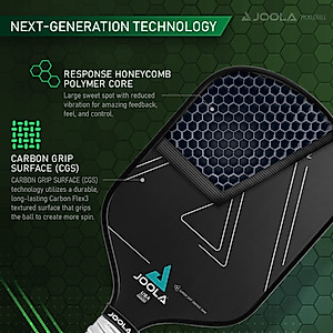 JOOLA Vision Pickleball Paddle with Textured Carbon Grip Surface Technology for Maximum Spin and Control with Added Power - Polypropylene Honeycomb Core Pickleball Racket 16mm