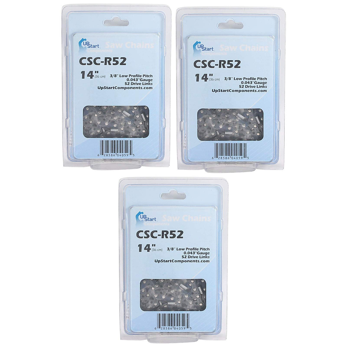 3-Pack 14-Inch Chainsaw Chain Replacement for Husqvarna 536 LiXP - (14", 3/8", 043", 52 DL)