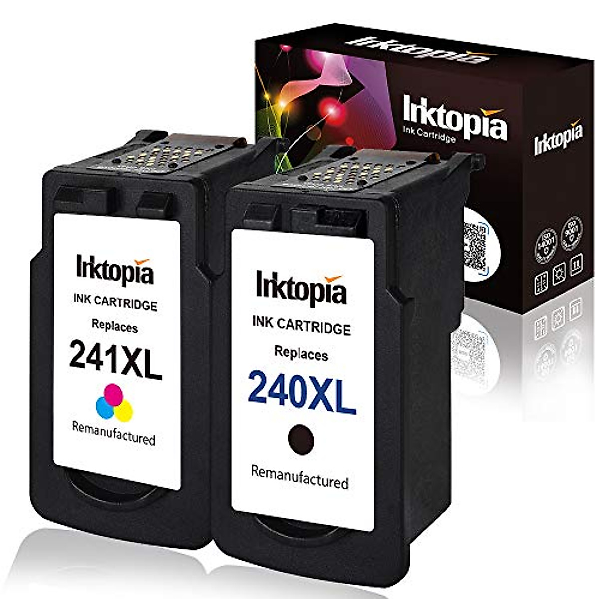 Inktopia Remanufactured Ink Cartridges for Canon PG-240XL CL-241XL 240 XL 241 XL (1 Black 1 Tri-Color) for Canon PIXMA MG3620 TS5120 MG3520 MG3600 MG3220 MX472 MX522 MX532 MX432 MX512 Printer