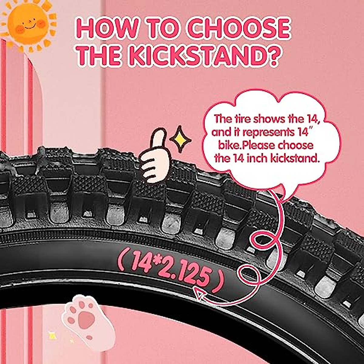 LEICHTEN Kids Bike Kickstand for 18 Inch Wheel Children's Bicycle Single-Side Kick Stand Rear Mount Bikes Support Racks Pink for Girls and Boys Bike