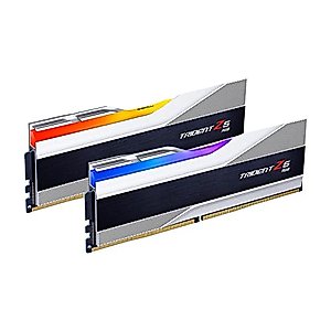 G.SKILL Trident Z5 RGB Series (Intel XMP 3.0) DDR5 RAM 64GB (2x32GB) 6400MT/s CL32-39-39-102 1.40V Desktop Computer Memory UDIMM - Metallic Silver (F5-6400J3239G32GX2-TZ5RS)