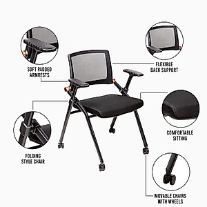 Triton Premium Poker Table Chair - Foldable and Long-Lasting Chairs with Padded Seats and Leather Armrests, Luxurious Vegas Style Casino Experience at Home (10 Chairs)