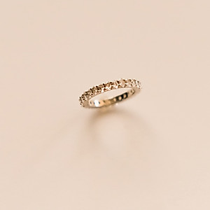 espere Rhodium Plated Sterling Silver Oval Cut CZ Stacking Eternity Ring Full Eternity Band | 3mm Cubic Zirconia Wedding Band Women's Stackable Promise Rings (Silver, 4)