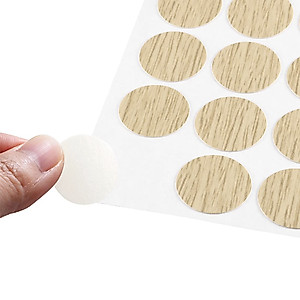 uxcell 3 Sheet/162Pcs Screw Hole Cover Stickers, 21mm Dia PVC Self Adhesive Covers Caps Dustproof for Wood Furniture Cabinet Shelf Wardrobe, Textured Light Khaki