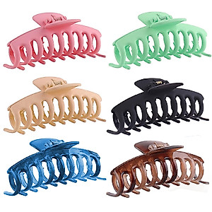 Big Hair Claw Clips 4 Inch Nonslip Claw Clips for Women and Girls Thich Hair Jaw Barrette Hair Styling Accessories Butterfly Clips Stylish Large Hair Acrylic Clip (6 pk)