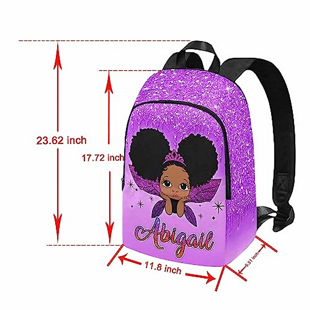 Personalized School Backpack with Name Text Pink Butterfly Diamond Custom Bookbag for Kids Boys Girls, Waterproof Elementary Customize Book Bag with Adjustable Shoulder Straps for School Travel
