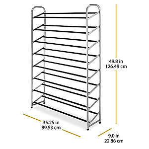 Whitmor 8 Tier Shoe Tower - 40 Pair - With Non-Slip Racks