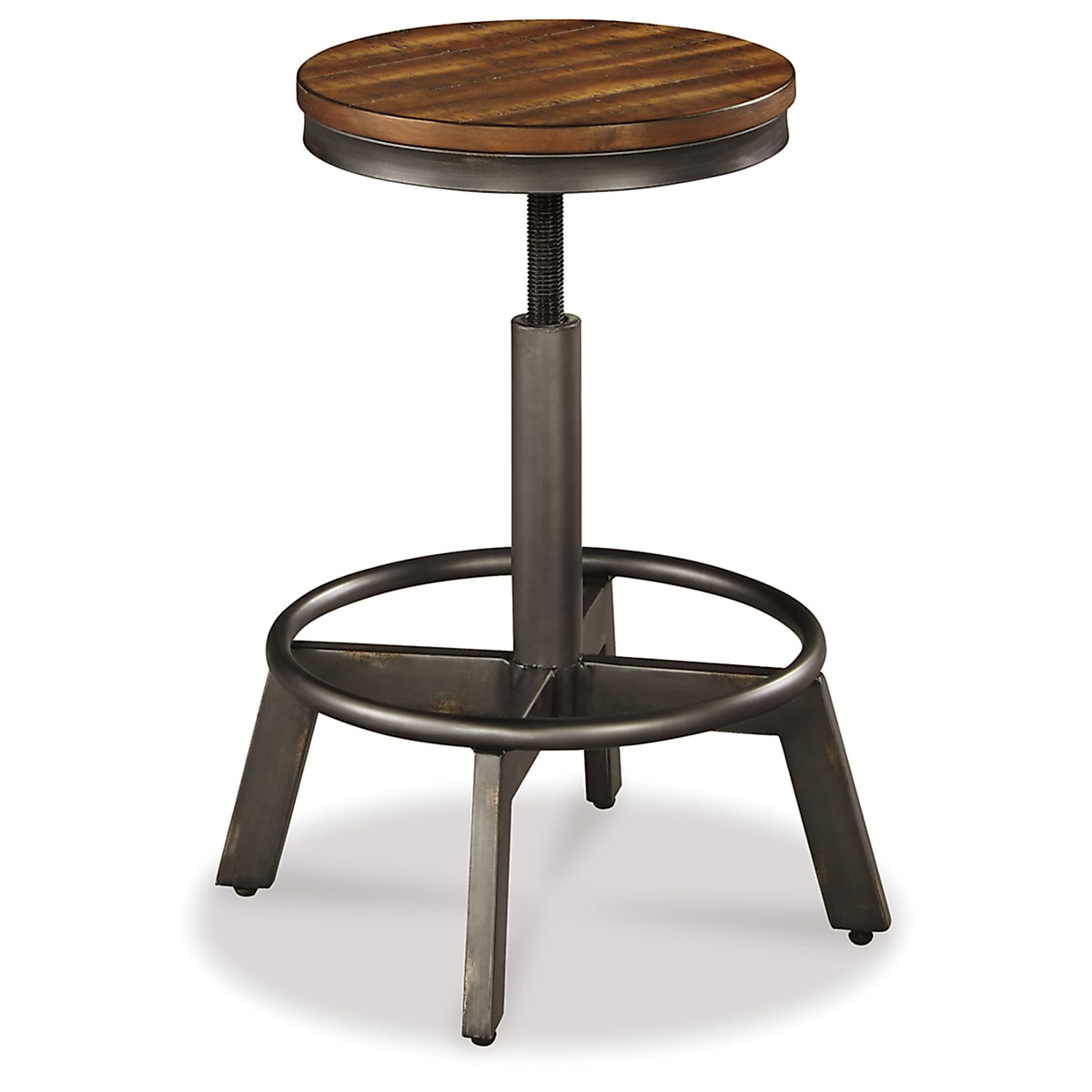 Signature Design by Ashley Torjin Industrial 24" Adjustable Height Barstool, 2 Count, Brown
