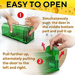 Humane Catch and Release Indoor/Outdoor Mouse Traps Pack of 2 - Easy Set Durable Traps, Safe for Children, Pets and Humans - Instantly Remove Unwanted Vermin from Your Home