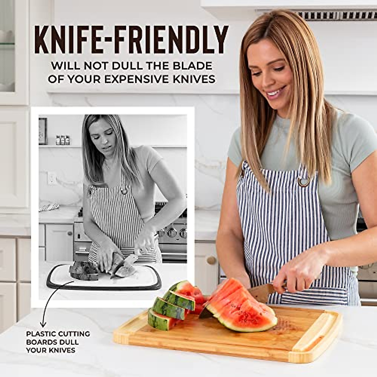 Bamboo Cutting Board - Chopping Board, Wood Cutting Board with Juice Groove, Charcuterie Board, Serving Platter Cheese Board, Bread Board, Turkey Meat Cutting Board, Wooden Cutting Boards for Kitchen