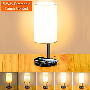 ALOTUS Multifunctional Table Lamp with 10W Fast Wireless Charger, USB Port, 5 Brightness,5 Lighting Mode,40/60 Min Auto Timer, Nightstand Bedside Lamp for Bedroom (LED Bulb Included)…
