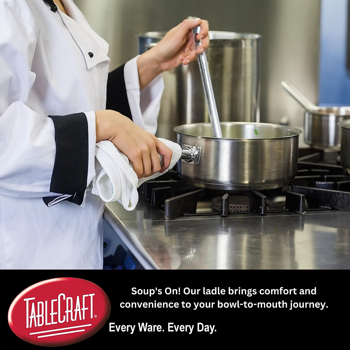 TableCraft 11631 Holden Collection Ladle, 1 oz., Small, with spout, 11.75" x 3.5" x 2", Hollow Handle, Stainless Steel (18-0)