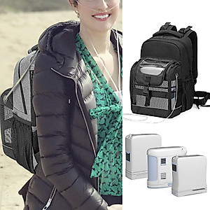 Trunab Portable Oxygen Concentrator Carrying Backpack, POC Bag with Transparent Cover & Multiful Pockets Compatible with Inogen one, Caire Freestyle Comfort, Oxygo, Philips SimplyGo Mini