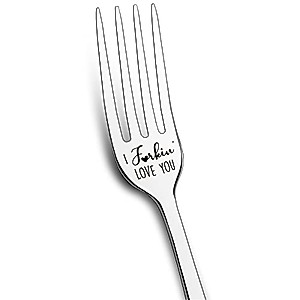 Funny I Forkin' Love You Fork Engraved Stainless Steel, Romatic Gifts for Men Women Boyfriend Girlfriend Couples, Best Forks Gifts Idea for Birthday Thanksgiving Christmas