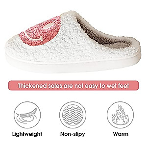 Smiley Face Slippers for Women Happy face slippers Retro Soft Plush Warm Slip-on Slippers, Cozy Indoor Outdoor Slippers