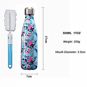 Galaxy Water Bottle, 17oz Stainless Steel Water Bottle, Double Wall Vacuum Insulated Reusable Leakproof BPA Free, 24 Hours Cold and 12 Hours Hot for School, Outdoor With Cleaning Brush, Purple Galaxy