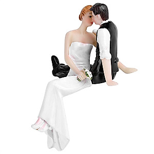 BORDSTRACT Funny Wedding Cake Toppers, Romantic Bride and Groom Shape Resin Figurine, for Wedding Proposal Banquet Party Decor