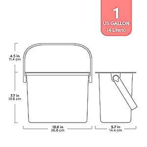 QUALIAZERO Multi-Purpose Countertop Compost Bin | 4L / 1 Gal ABS Plastic Slim Shape | Trash Can with Gray Lid | (4L / 1 Gal, Gray)