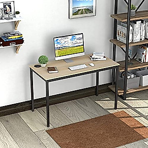 It's_Organized Industrial Computer Writing Desk, 47 Inch Office Study Desk for Laptops, Table for Office Study Living Room, Easy to Assemble,Sturdy Black Metal Frame, Wood Grain