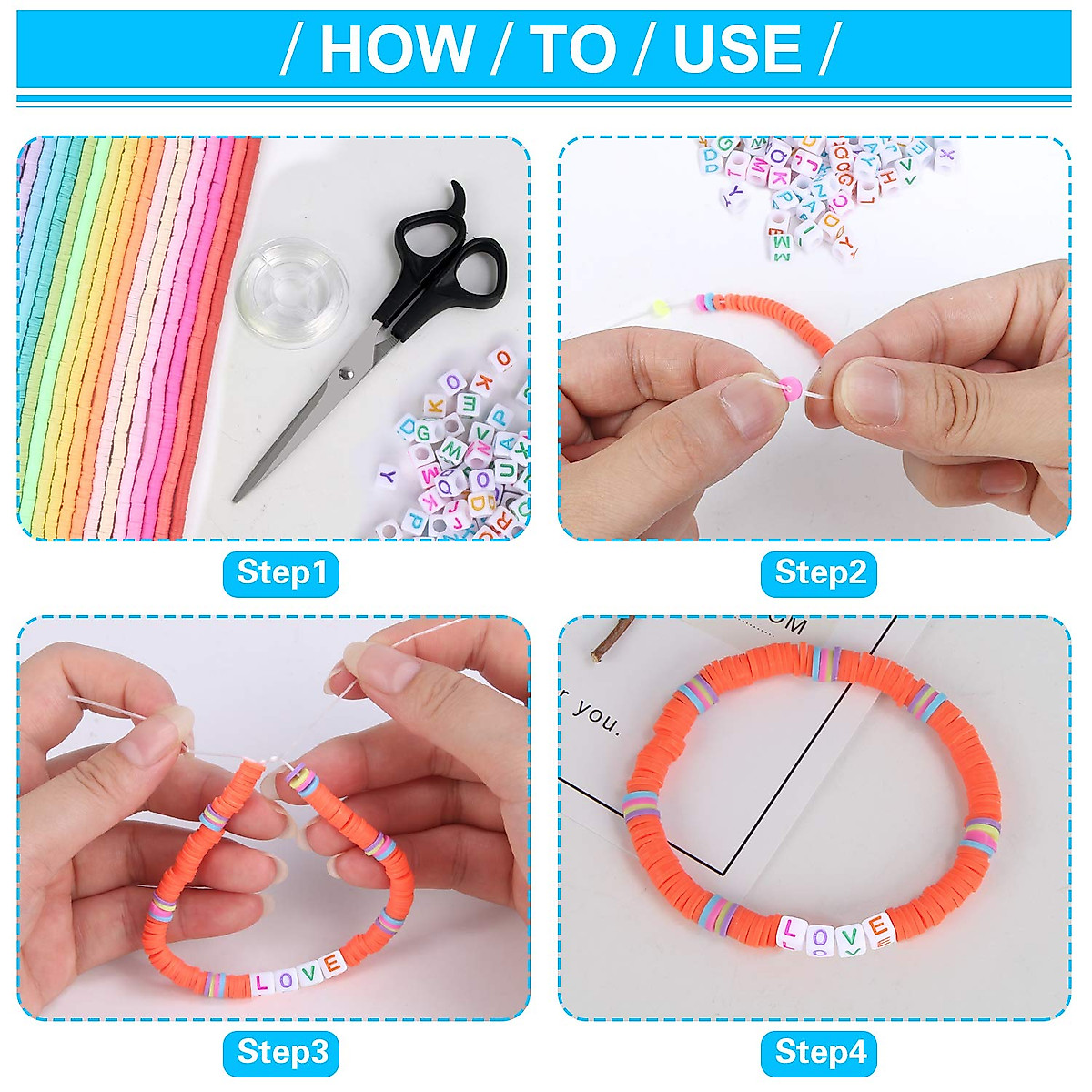 Clay Beads,6700 Pcs Colorful Flat Beads and Alphabet Beads for DIY Polymer Round Heishi Jewelry Making Beads for Necklace Earring Pendant and Bracelets Making (20 Strands 6mm)