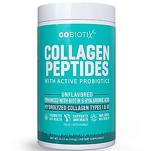 Collagen Powder Supplement with Probiotics - Hydrolyzed Protein Collagen Powder for Women - Supports Hair Skin and Nails - Gut and Joint Health - Collagen Peptides Type I and III - 30 Servings