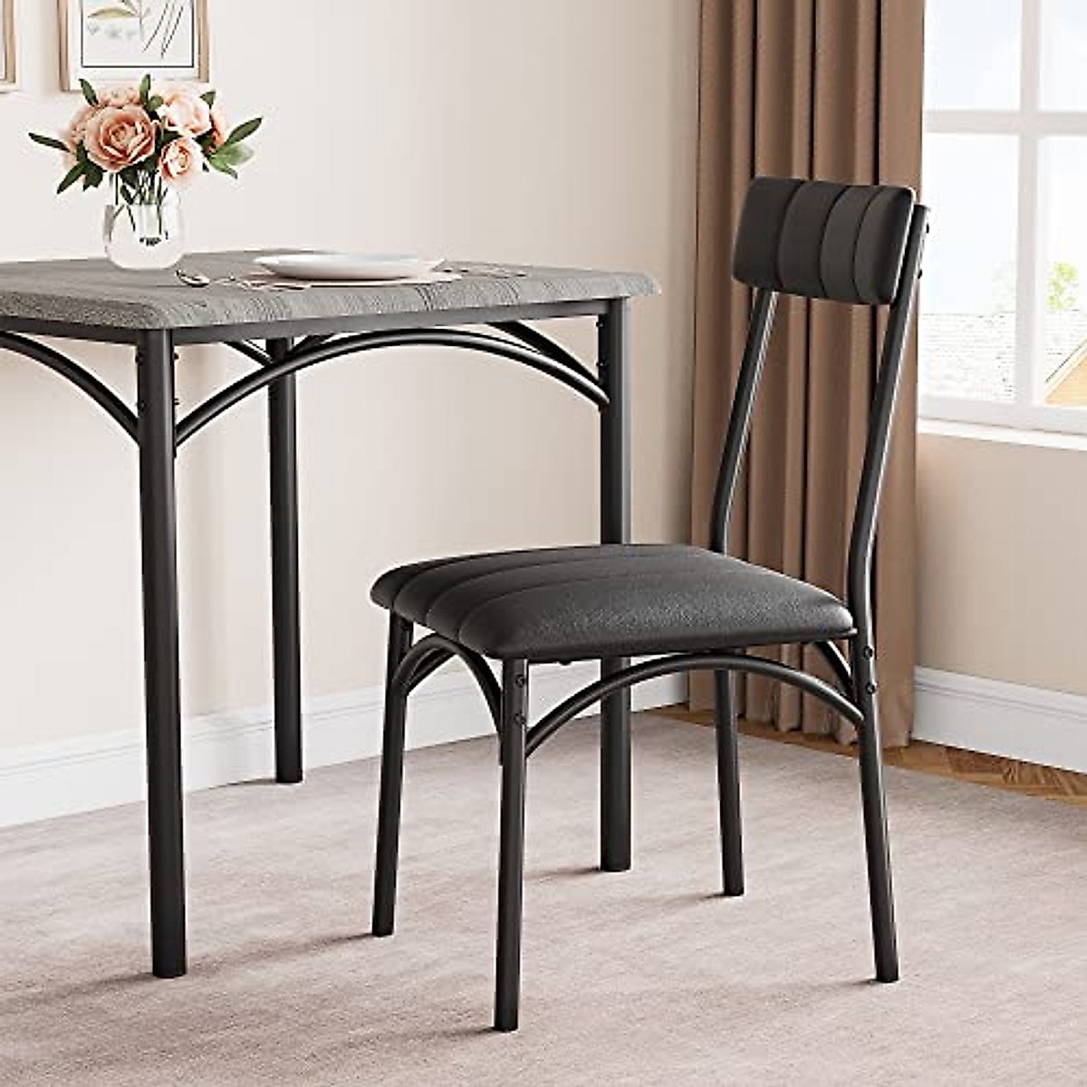 Amyove Kitchen Dining Set for 2, Table and 2 Chairs, Rustic Gray