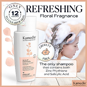 KAMEDIS Anti Dandruff Shampoo For Women & Men. For Itchy And Redness Scalp, Seborrheic Dermatitis Treatment & Flaky Hair. Contains 1% Zinc Pyrithione and Salicylic Acid. Paraben Free. 6.7 Fl Oz.
