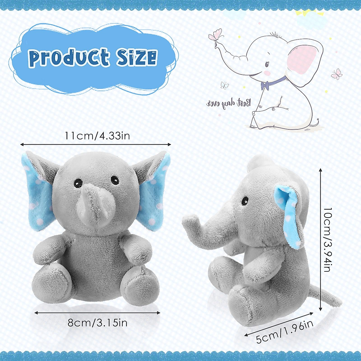 4 Pcs Operation Christmas Plush Elephant Stuffed Animals Toy Soft Cute Forest Elephant Animals for Baby Shower Boys Girls Elephant Themed Birthday Party Christian Charity Donation Supplies (4 Inch)