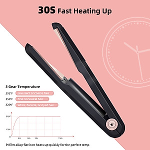 MEXITOP Cordless Hair Straightener and Curler 2 in 1 - USB Rechargeable with Adapter Multi-Styler Twist Ceramic Flat Iron, Mini Portable Hair Modeling Tool Lasts 40-Minutes, 3 Levels Adjustable Temps