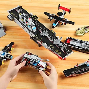 Aircraft Carrier Building Set, 1161 Pieces Military Battleship Building Blocks Sets with Patrol Boat, Fighter Airplane, Creative WW2 Roleplay Ship Construction toys for Kids Boys Girls 6-12 Years Gift