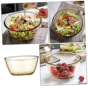 Asakkura 1pc Amber Salad Bowl Glass Fruit Bowl Glass Cereal Bowls Dessert Cups Glass Transparent Salad Bowl Glass Serving Bowl Deep Serving Bowl Microwave Bowl Multipurpose Glassware Khaki