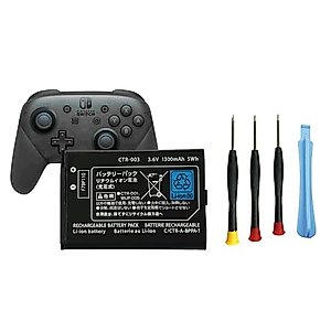 WirelessFinest Battery CTR-003 Replacement for Nintendo Switch Pro Controller HAC-013 Fix Dead Power Issue + Tool