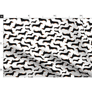 Spoonflower Fabric - Black Dachshunds Dog Dachshund German Pet Puppy Wiener Retro Printed on Minky Fabric by The Yard - Sewing Baby Blankets Quilt Backing Plush