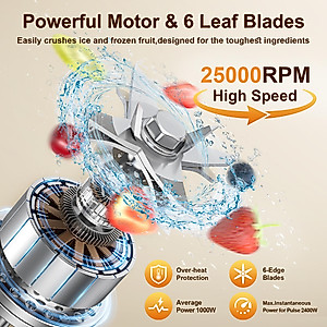 Professional Blender,Smoothies Blenders, PRASKY Max.2400Watts/1000Watts Blender and Grinder Combo 25000RPM Powerful Kitchen Blender 68oz BPA Free 2 Containers Countertop Blenders Ice Crushing, Juice