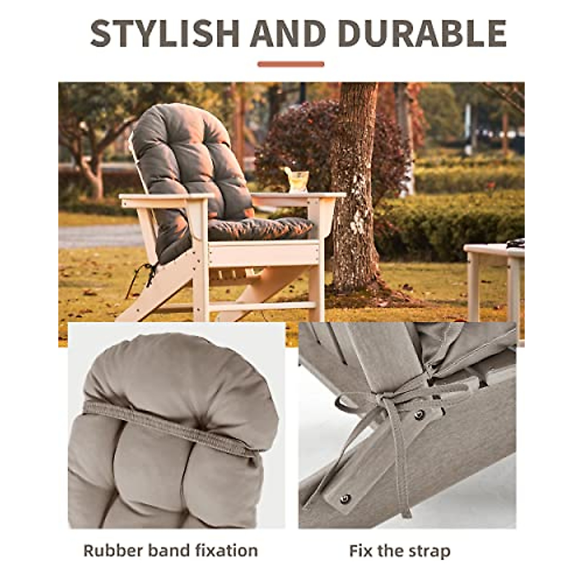 KISUN Adirondack/Rocking Chair Cushion, Waterproof, Weather-Resistant, Terrace, Doorway, Leisure Relaxation (Brown)