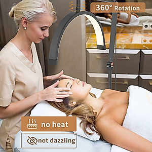 TwoWin Lash Light for Eyelash Extensions, Half Moon LED Lash Light Lamp for Tattoo Lighting, Lashes, Nail Tech, Esthetician Light with Phone Holder, Adjustable Brightness & Height