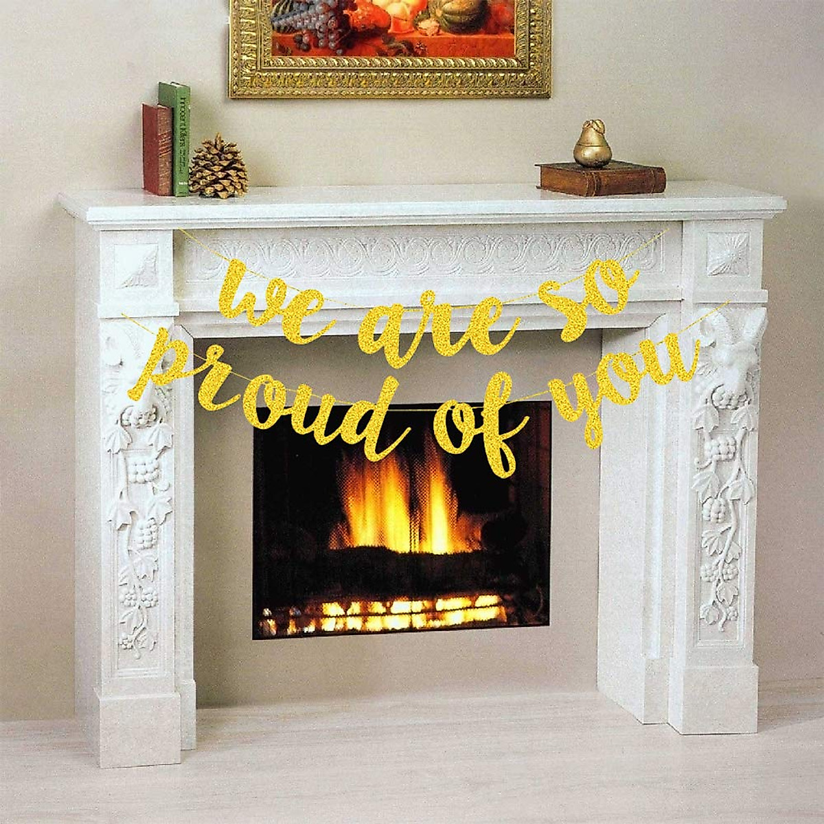 Graduation Decorations 2024 Banners Garland, Gold Glitter We are So Proud of You Graduation Banners Garland for Graduation Party Supplies, School, Home, Car Decorations