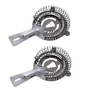 Hawthorne Strainer - 304 Stainless Steel Cocktail Strainer With Bar Cocktail Shaker Ice Block Filter Tool (Silver 2 Pack)